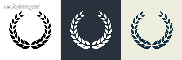 Chaplet Award Silhouette Icon. Leaf Twig Winner Success Emblem ...