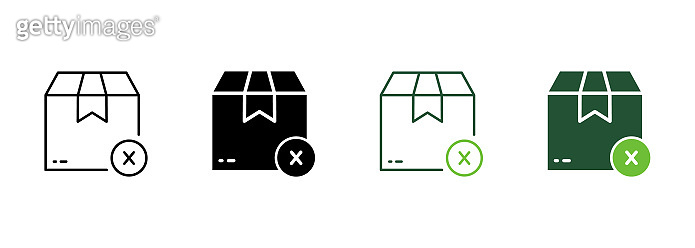 Cancel Parcel Box Order Silhouette and Line Icon. Delete Wrong Package ...
