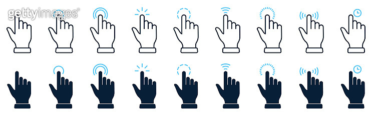 Cursor Computer Pointer Sign. Website App Press Tap Link Choice Button Internet Interface Symbol ...