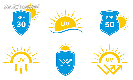 Ultraviolet Protect Silhouette Icon Set. SPF 50 30 Resistant Sunblock ...