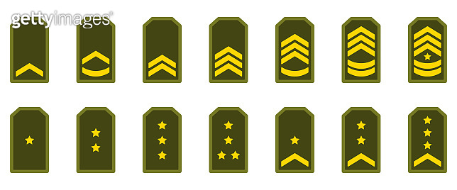 Military Badge Insignia Green Symbol. Army Rank Icon. Chevron Yellow ...