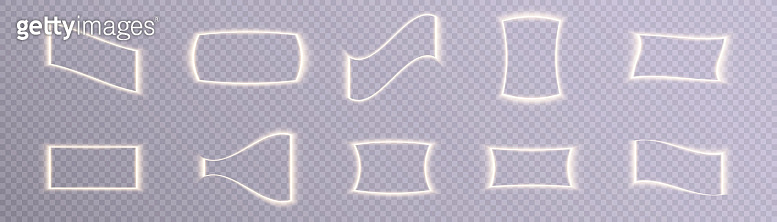 Set of yellow neon frames of different geometric shapes. Vector 이미지 ...