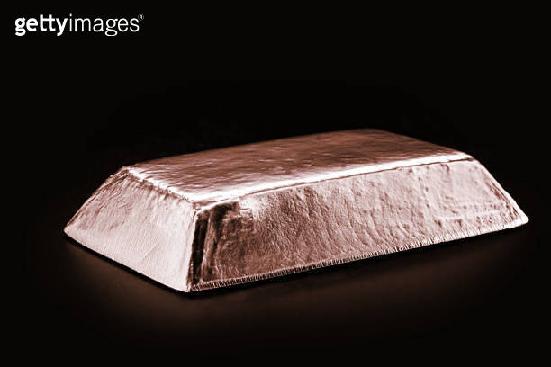 copper ore ingot, real photo, isolated black background, metallurgy ...