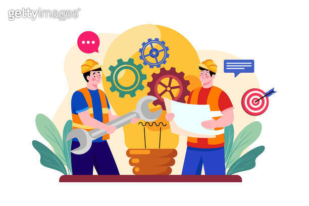 Mechanical engineer Illustration concept on white background 이미지 ...