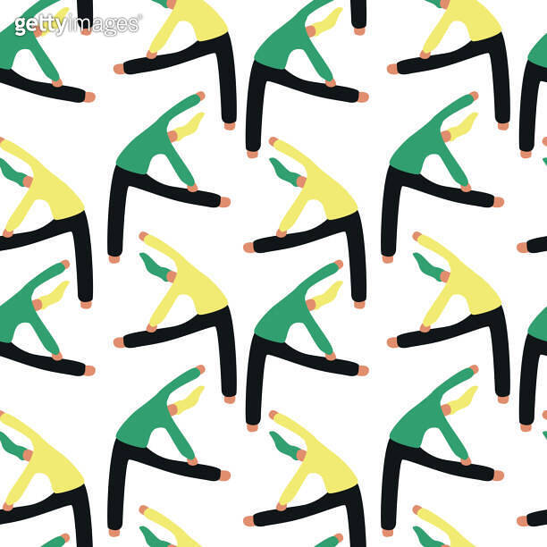 Seamless pattern. Vector illustration with woman doing yoga - balancing ...