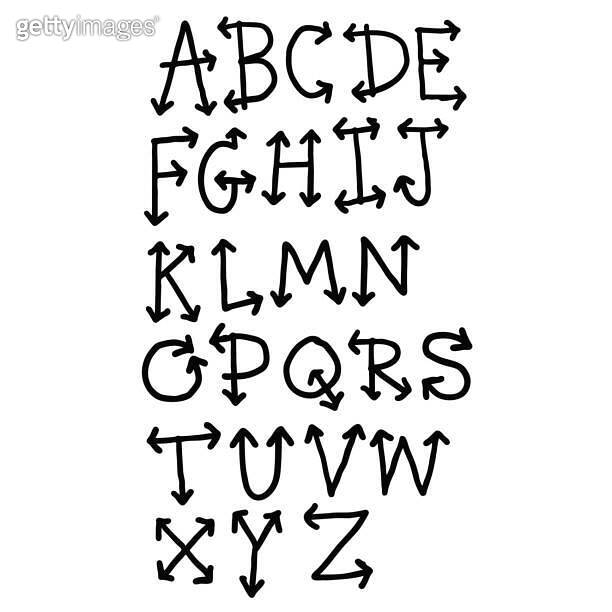 Hand drawn alphabet Handwriting lettering Calligraphy font icon sign ...