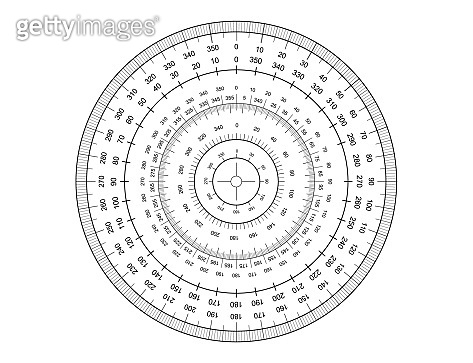 Measuring circle templates isolated in white background. degrees 360 ...