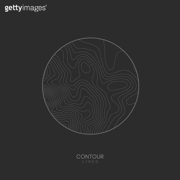 Topographic map circle logo concept on dark background. Topo map ...