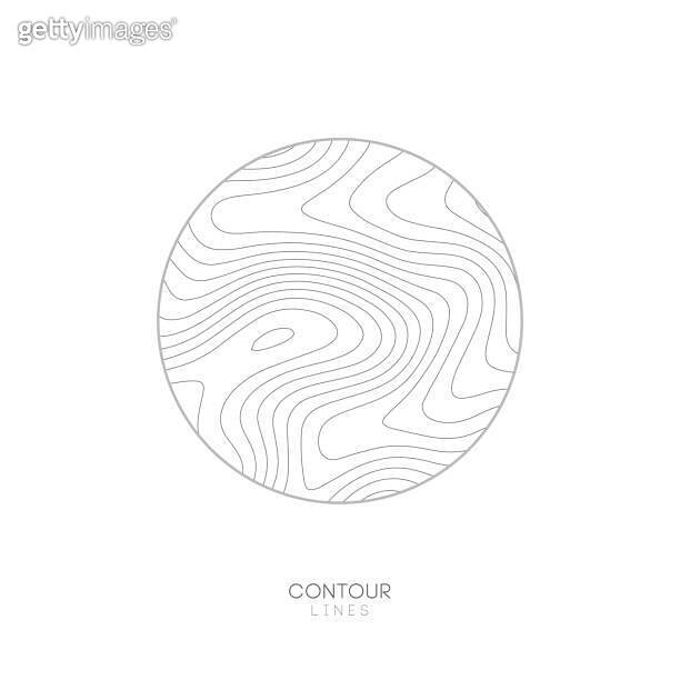 White Topographic map circle logo concept.Topo map elevation lines ...