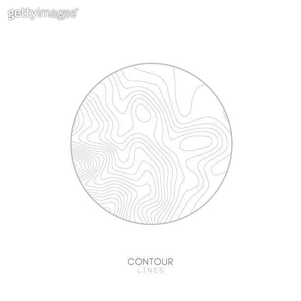 White Topographic map circle logo concept.Topo map elevation lines ...
