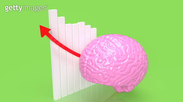 The brain and chart arrow up for sci or education concept 3d rendering ...
