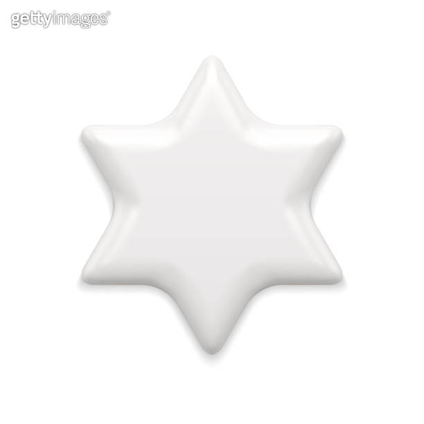 Realistic tender white glossy six pointed classic star shape 3d ...