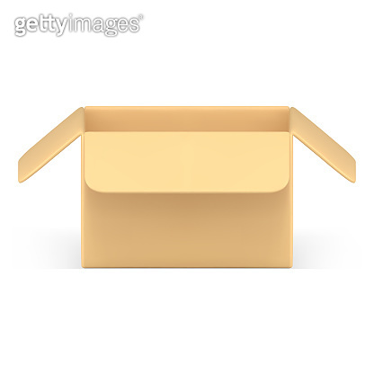 Open cardboard box front view 3d icon realistic vector illustration ...