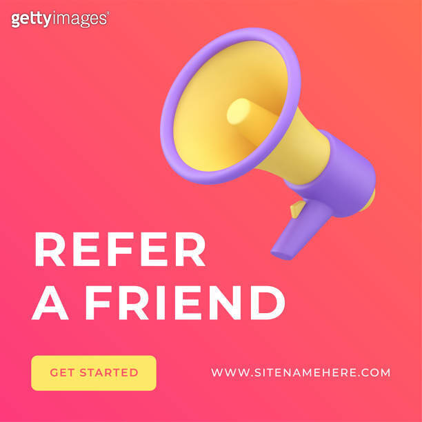 Referral friend marketing campaign public announce megaphone social ...