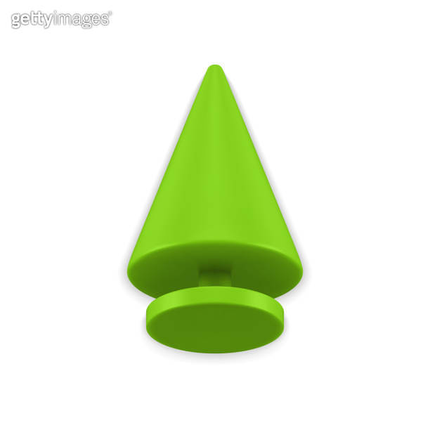Realistic cute glossy green Christmas tree statuette minimalist cone ...