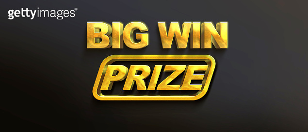 Mega prize gold 3D letters on a black background. For games on a ...