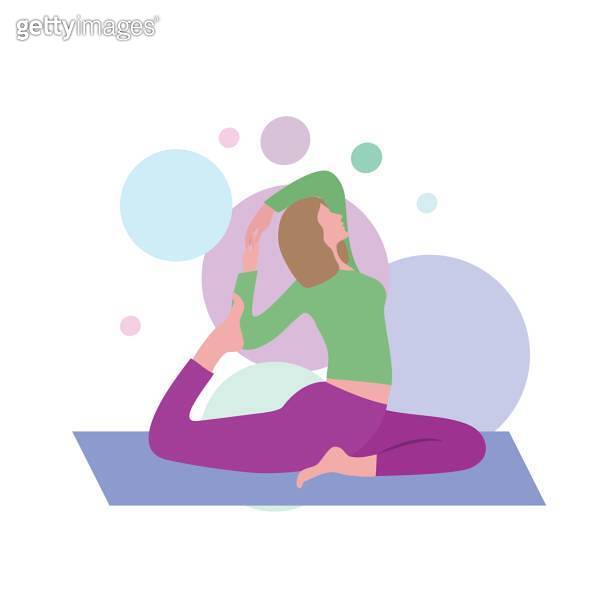 Young white girl in the Ardha Hamsasana (dove, half-swan) pose ...