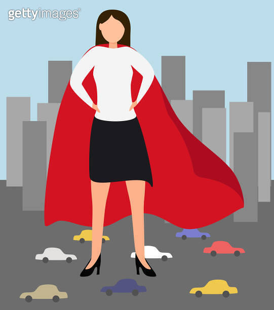 Confidence powerful businesswoman with superhero cape. Feminism , lady ...