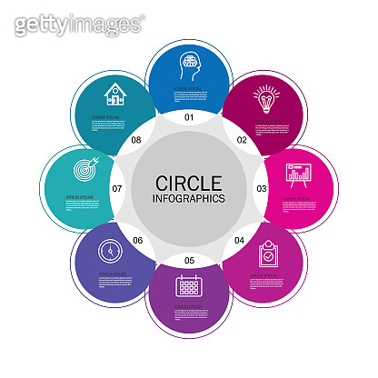 Business 8 step process chart infographics with step circles 이미지 ...