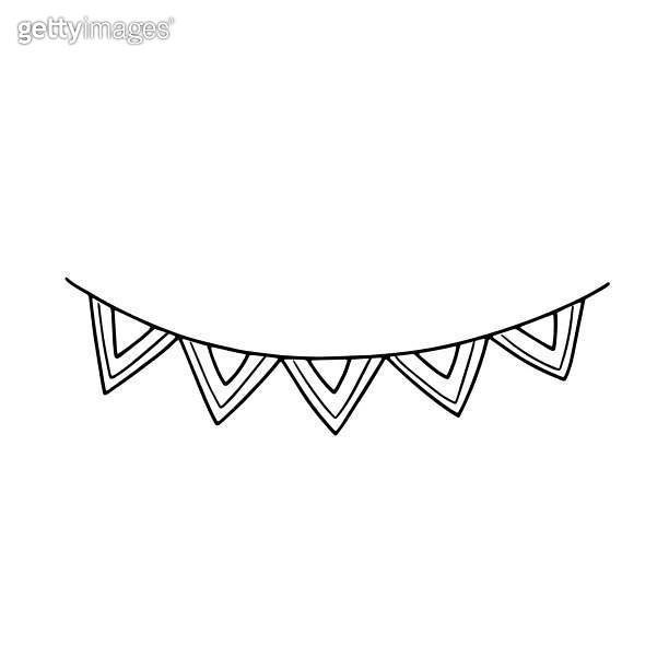 Festive horizontal triangular flags in a simple doodle style. Vector ...