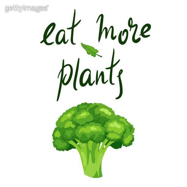 Inspirational Quote: Eat more plants. Healthy food. Hand lettering ...