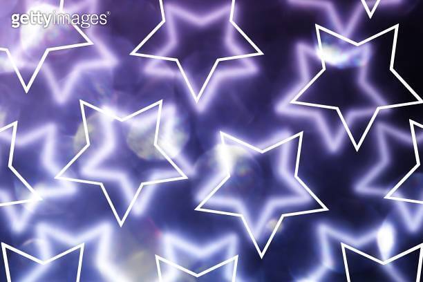 3d render of neon led stars pattern on a purple blue background 이미지 ...