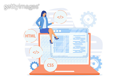 Css And Html Programming Languages Computer Programming Coding It Female Programmer Cartoon