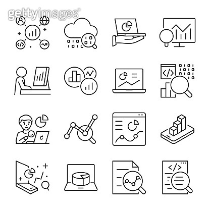 IT analytics icons set. Data analysis, big data. Data Scientist ...