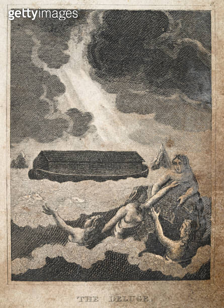 The Deluge, Great flood and Noah's Ark, from biblical Book of Genesis ...