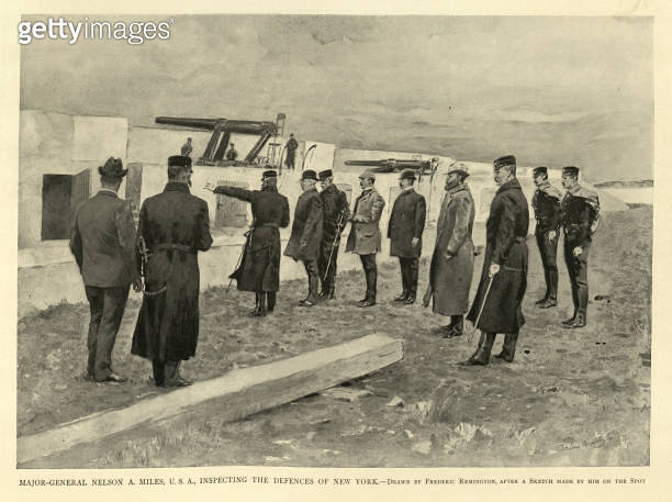 General Nelson A. Miles inspecting military coastal defences of New ...