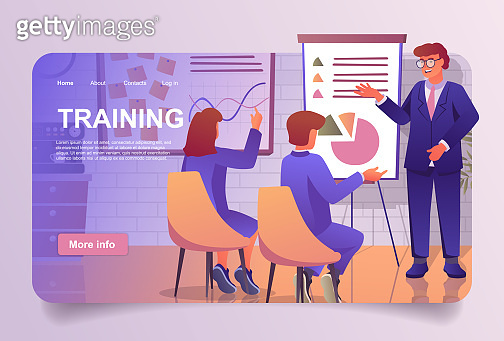 Business training concept in cartoon design for landing page. Coach ...