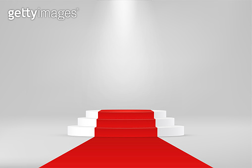 Red carpet on 3d round podium for winners and exclusive events ...
