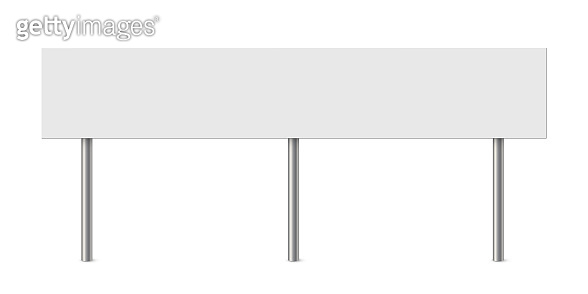 Empty metal sign post vector illustration. Realistic 3d blank steel ...