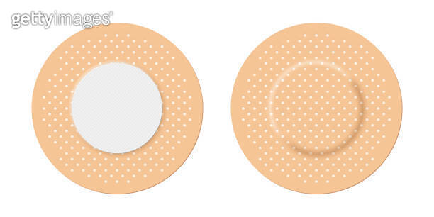 Adhesive bandage set of round shape, 3d realistic circle band aid, back ...