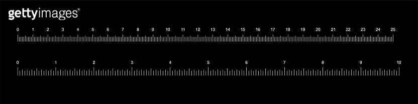 Ruler tape set with vertical white line divisions and numbers to ...