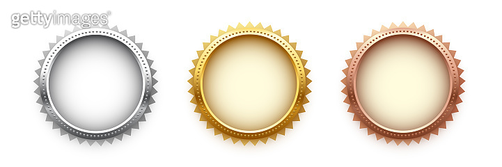 Award golden, silver and bronze blank medals 3d realistic illustration ...