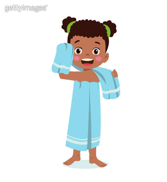 Little boy wearing bathrobe standing with towel vector image ...