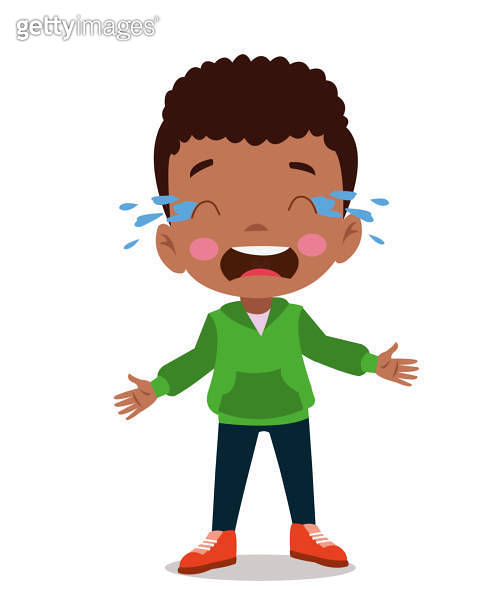 vector illustration of little boy with smiling crying happy facial ...