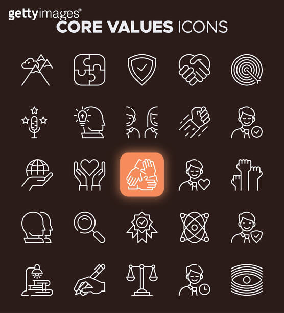 Core Values Related Icons - Principles, Beliefs, Mission and more ...