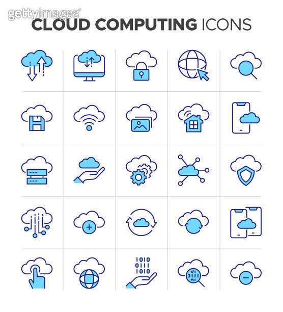Colorful Cloud Computing Icon Set - Data Storage, Processing and ...