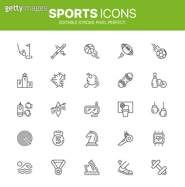 Sports icon set. Set of 25 Sports Activity icons. Sport and Fitness ...