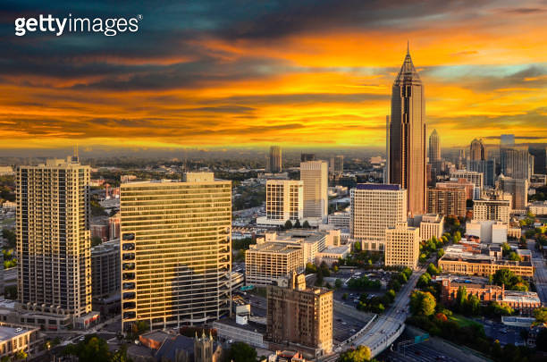 Brilliant Sunrise over Skyline of Atlanta, Georgia 이미지 (1421082435 ...