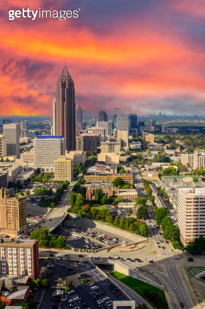 Brilliant Sunset over Skyline of Atlanta, Georgia 이미지 (1421082471) - 게티 ...
