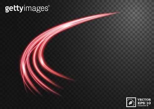 Abstract red swirl line of light with a transparent background ...