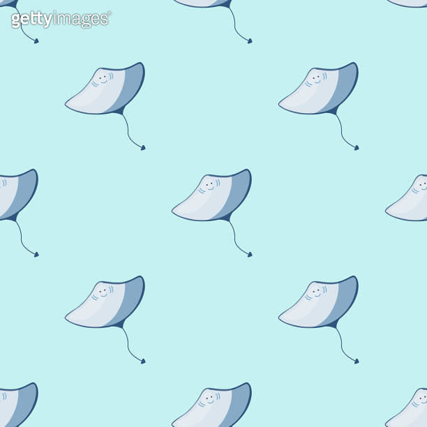 Stingray seamless pattern with scandinavian style. Underwater animals ...
