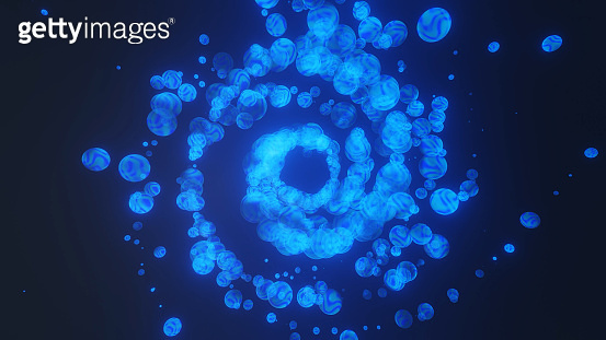 4k video of magic swirl from shining particles in dark space. 이미지 ...