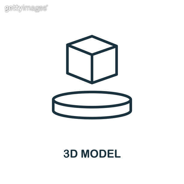 3D Model icon outline style. Thin line creative 3D Model icon for logo ...
