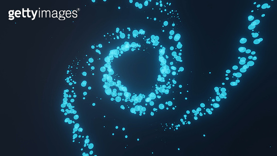 4k video of magic swirl from shining particles in dark space. 이미지 ...