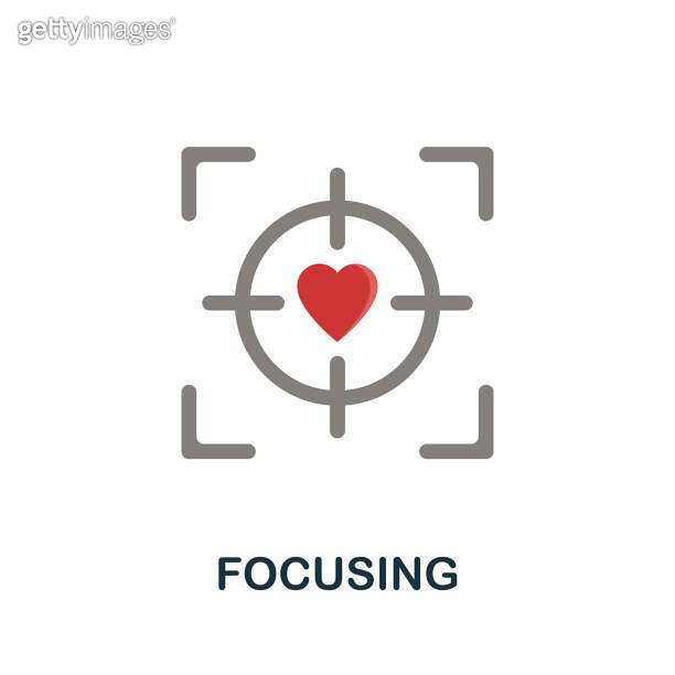 Focusing flat icon. Colored sign from productivity collection. Creative ...