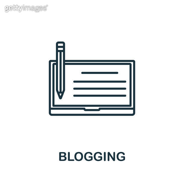 Blogging icon outline style. Thin line creative Blogging icon for logo ...